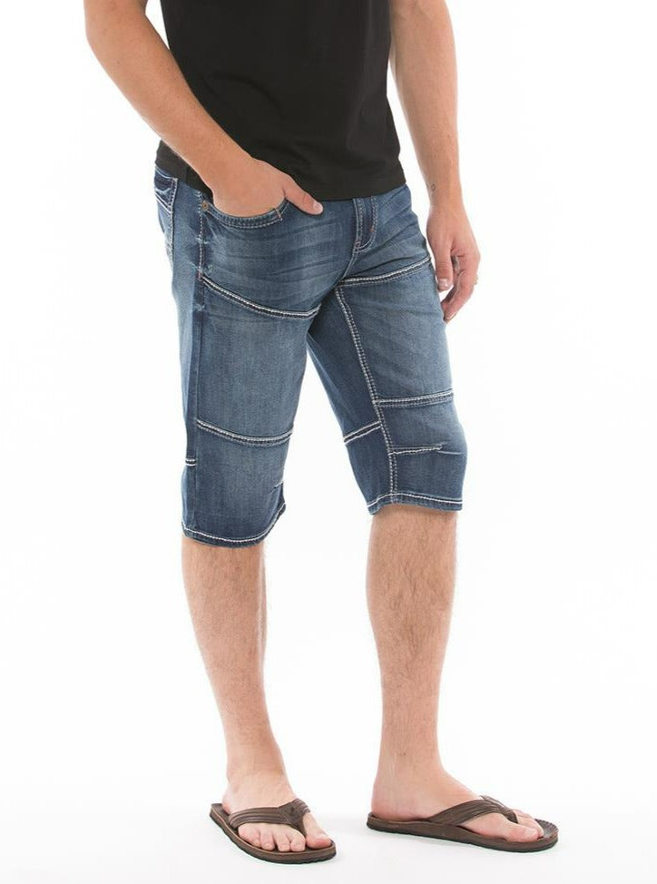 Bermuda long effet denim délavé – Le Roi Mauricien des Habits